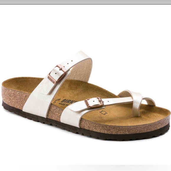 Birkenstock | Shoes | Birkenstock Mayari Sandal Pearl White Toe Loop ...